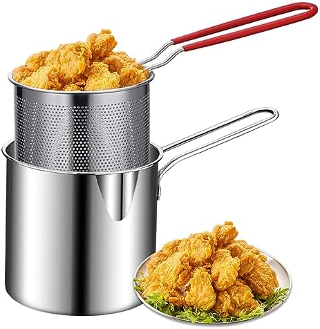 Amazon.com: Stainless Steel Cooking Pot Deep Fryer with Basket, Fry Pot ...