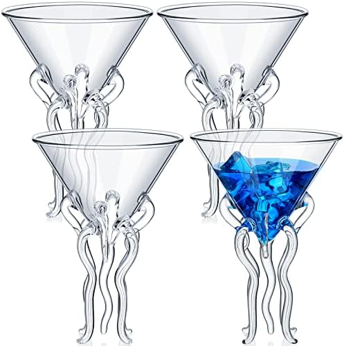 Amazon.com | 4 Pcs Octopus Martini Glass 4 oz Fun Cocktail Glasses ...