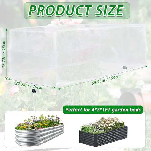 2 Pack Garden Netting for Raised Beds, Rectangular Mesh Plant Covers ...