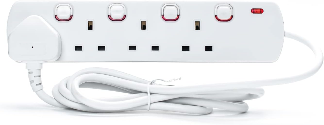 STATUS Multi Plug Extension | 4 Socket Extension Cable | 1m Extension ...