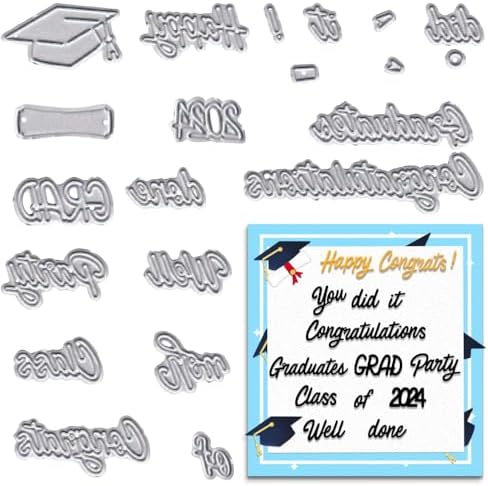 Amazon.com: Whaline 16 Designs Graduation Metal Die Cuts Congrats Grad ...
