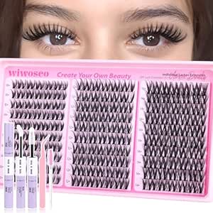 Amazon.com: wiwoseo Flora Lash Clusters Kit Wispy Eyelash Clusters D ...