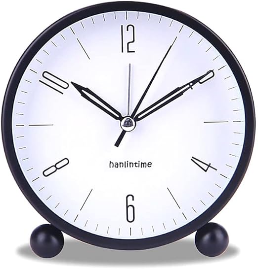 Analog Alarm Clock, 4 inch Super Silent Non Ticking Small Clock with ...