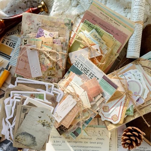 Amazon.com: 500pcs Vintage Scrapbook Papers Junk Journal Supplies ...