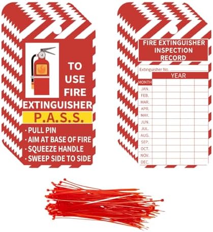 Amazon.com : Bolexo Fire Extinguisher Tags with Adjustable Wire Ties Fire Extinguisher Recharge ...