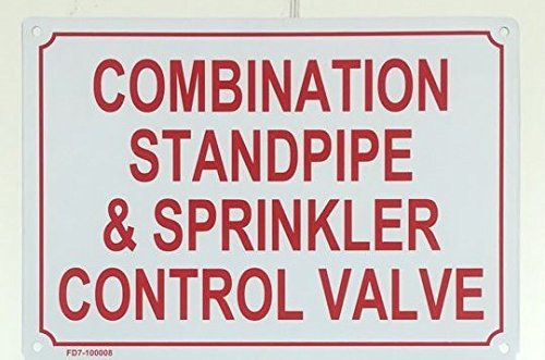 Combination Standpipe & Sprinkler Control Valve Sign (White Background ...