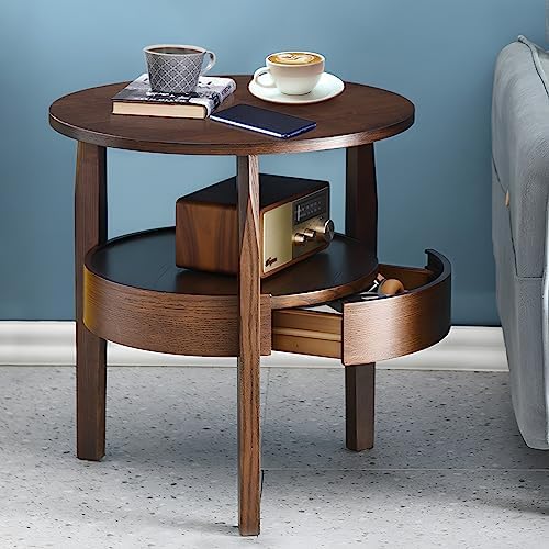 Amazon.com: Round Coffee Table with Hidden Drawer - 20" D x 20" H Small ...