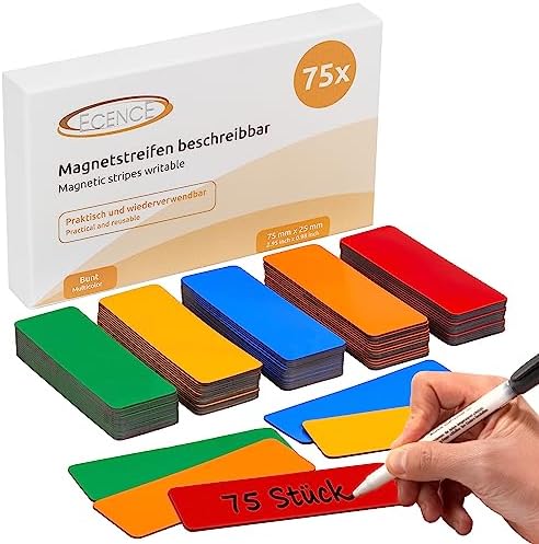 Amazon.com : ECENCE Dry Erase Magnetic Labels 75pcs Reusable Magnetic ...