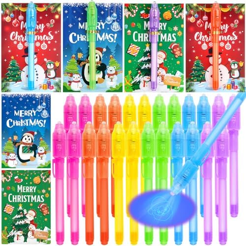 Christmas Invisible Ink Pens for Kids, 24Pack Spy Pen with UV Light ...