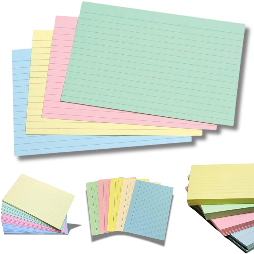 6×4 Coloured Lined Flash Cards Revision Cards Record Cards Index Cards ...