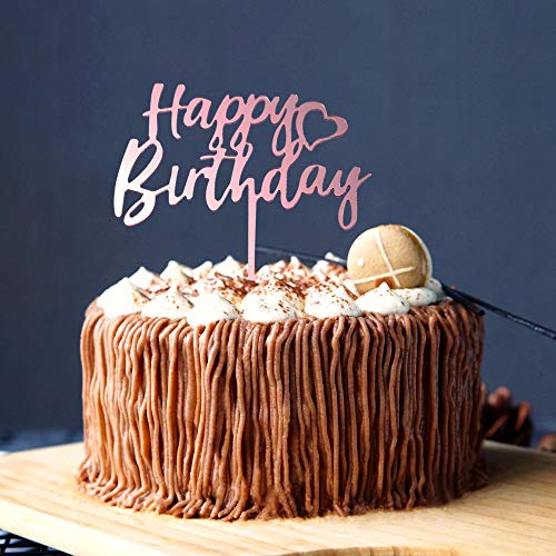 Snapklik.com : 6-Pack Rose Gold Birthday Cake Topper Set, Double-Sided ...