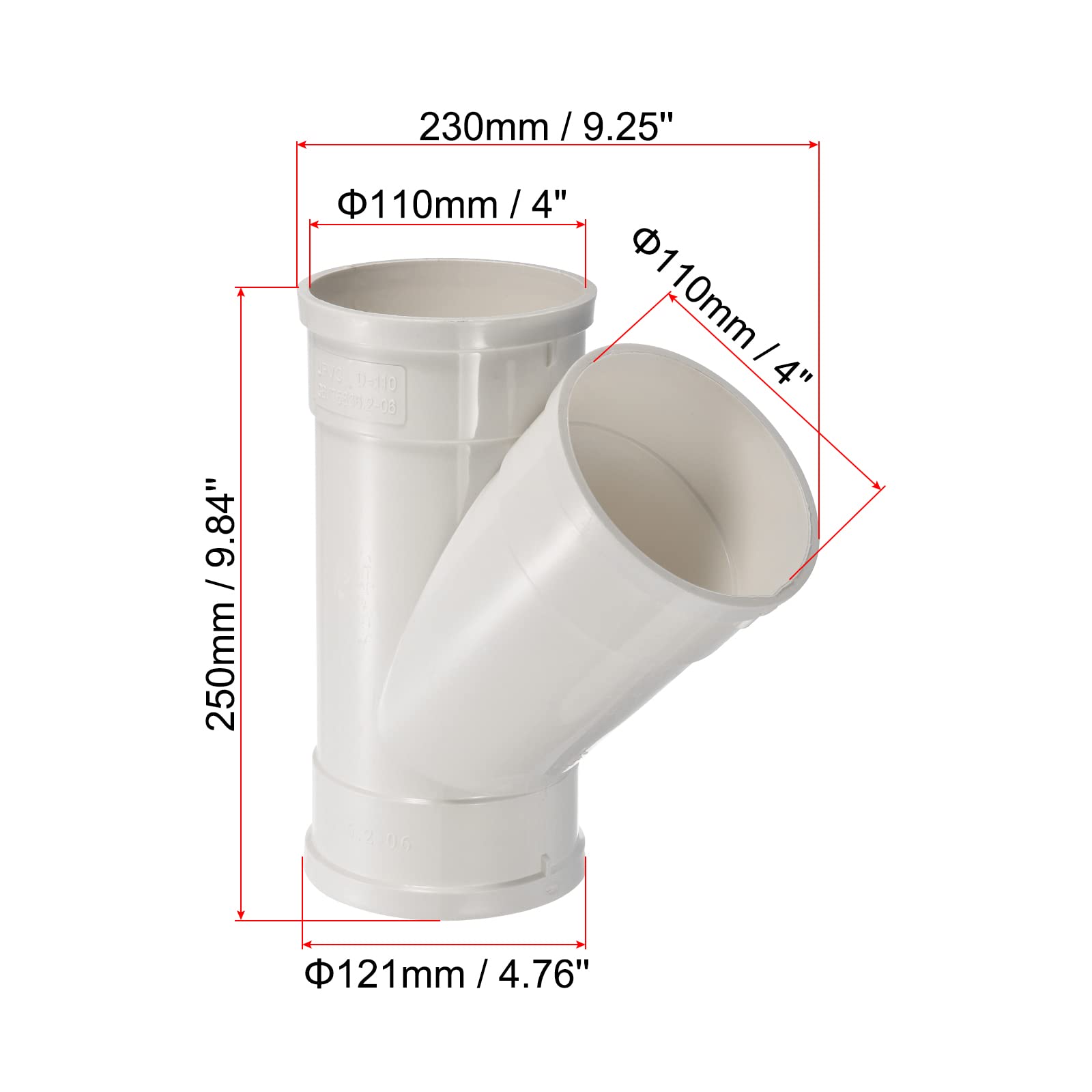 Pvc Pipe Wye Fittings Dimensions
