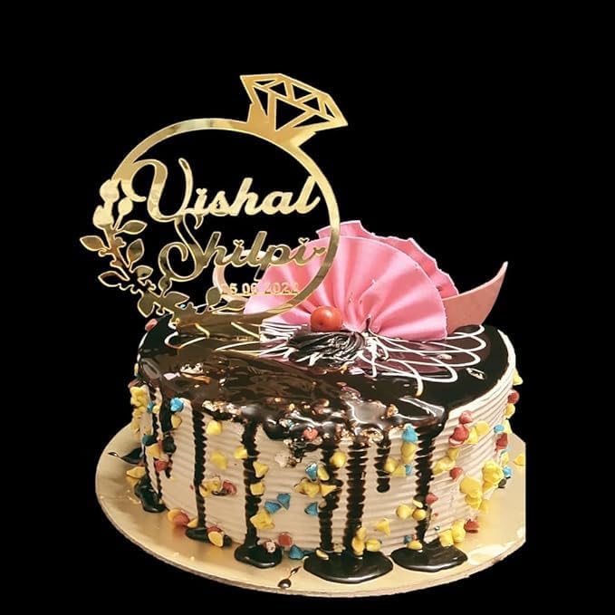 Unique Palette Customized Engagement Cake Topper with Acrylic Name ...