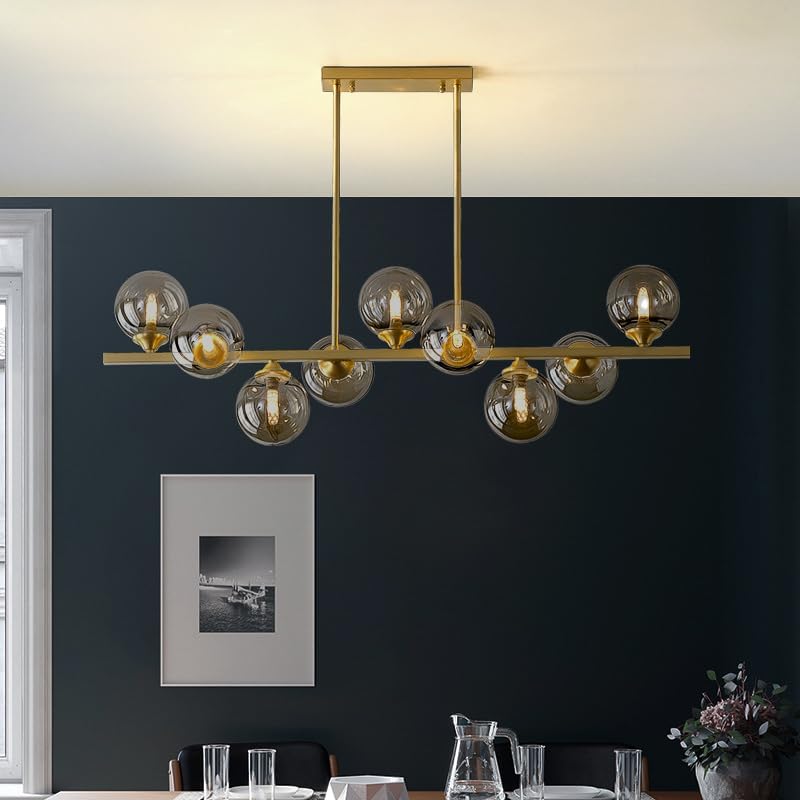 Buy CITRA 10 Light French Gold Smokey Glass Chandelier Ceiling Lights ...