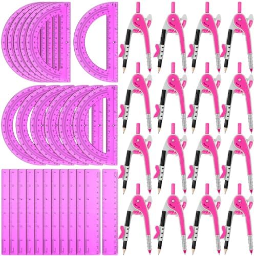 Amazon.com : Lincia 48 Pcs Compass and Protractor Set Geometry Kit ...