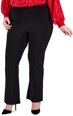 Plus Size Seamed High-Rise Wide-Leg Pants Black 2X at Amazon Women’s ...