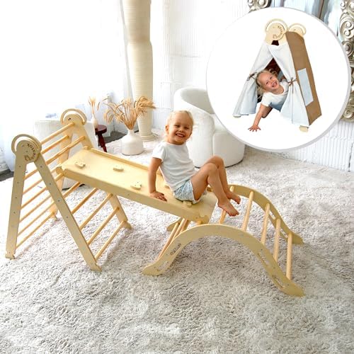 Amazon.com: Pikler Triangle Set - 6 in 1 Montessori Climbing Toys for ...