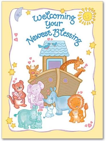 Amazon.com : New Baby Religious Blessing Card with Noah's Ark Design ...