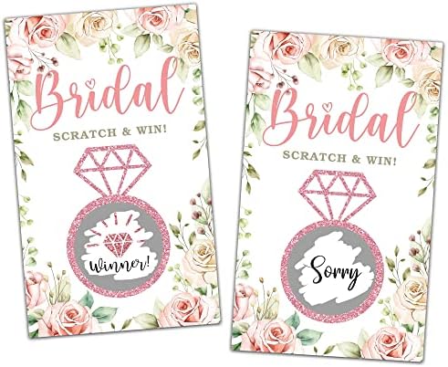 Amazon.com: Bridal Shower Scratch Off Game Cards, Boho Floral Greenery ...