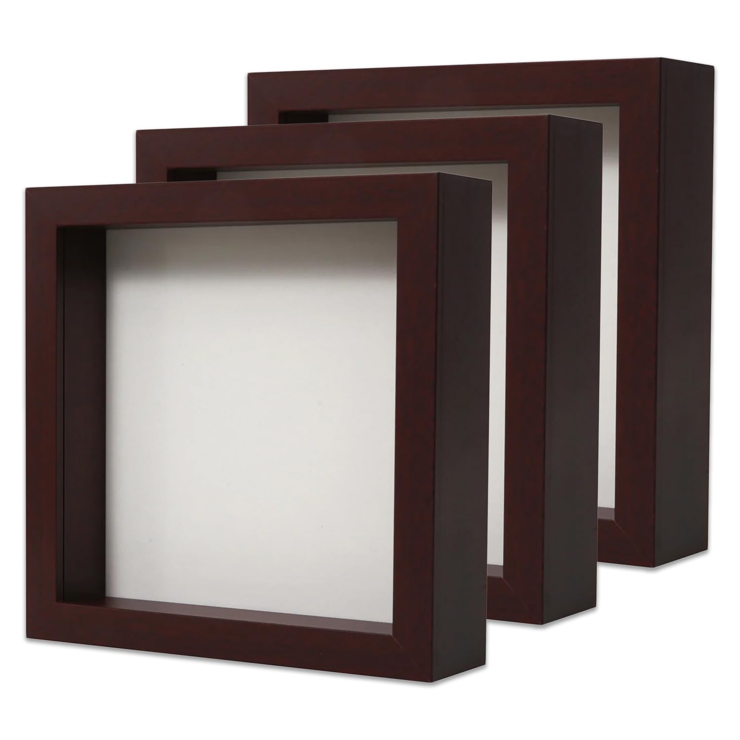 Amazon.com - FrameWorks 8” x 8” Mahogany Wooden Shadow Box Frame (3 ...