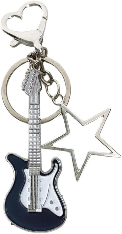 Amazon.com: Harajuku Y2k Guitar Hollow Star Keychain for Women Sweet ...