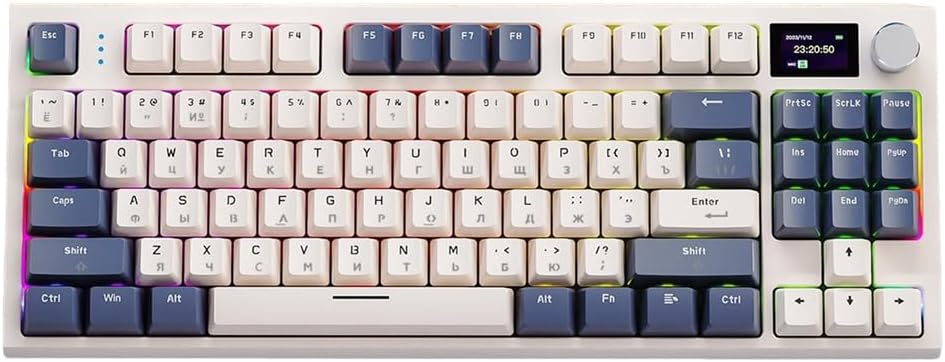 Ptdfjspt K86 Tri-Mode RGB Hot-Swappable Russian Mechanical Keyboard ...