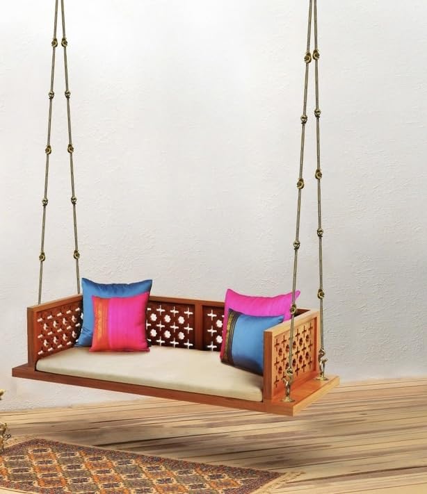 Jairi Traders 2Seater Swing Wooden (Stainless Steel) Jhula Supyar ...