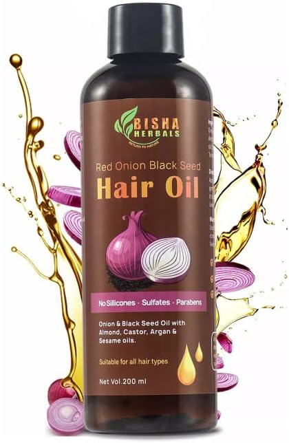 Amazon.com: Bisha Herbals Red Onion Black Seed Hair Oil for Hair Growth and Repair - Non greasy ...