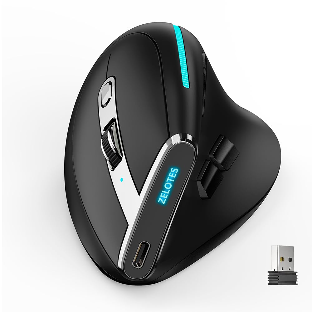 TKMARS Ergonomic Vertical Mouse Right Handed Wireless Bluethooth 5.0 +2 ...
