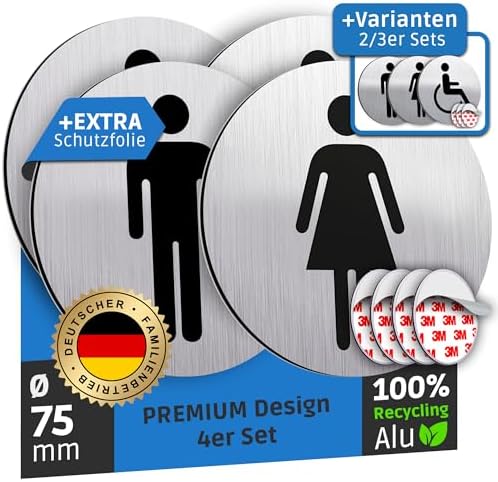 SCHILDERBOXX® WC Schild Selbstklebend - 4er Set Toilettenschilder Damen ...