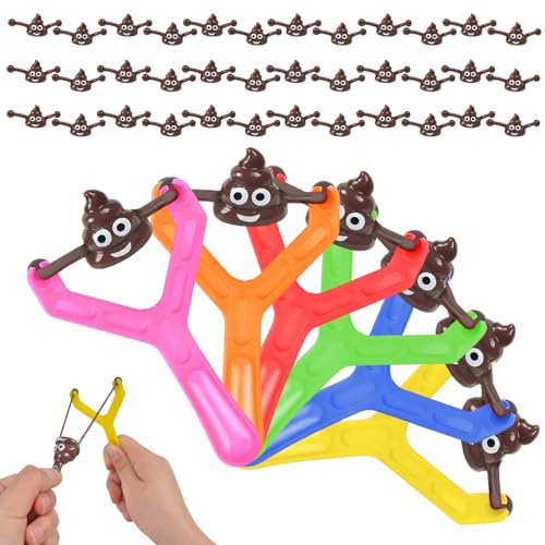 42 Pcs Funny Poo Slingshot Toy Set, 6 Slingshot and 36 Poo Bullets ...