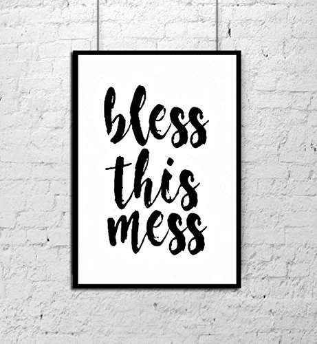 Bless This Mess Typography Wall Décor By FIneArts-12"X17" Inch : Amazon ...