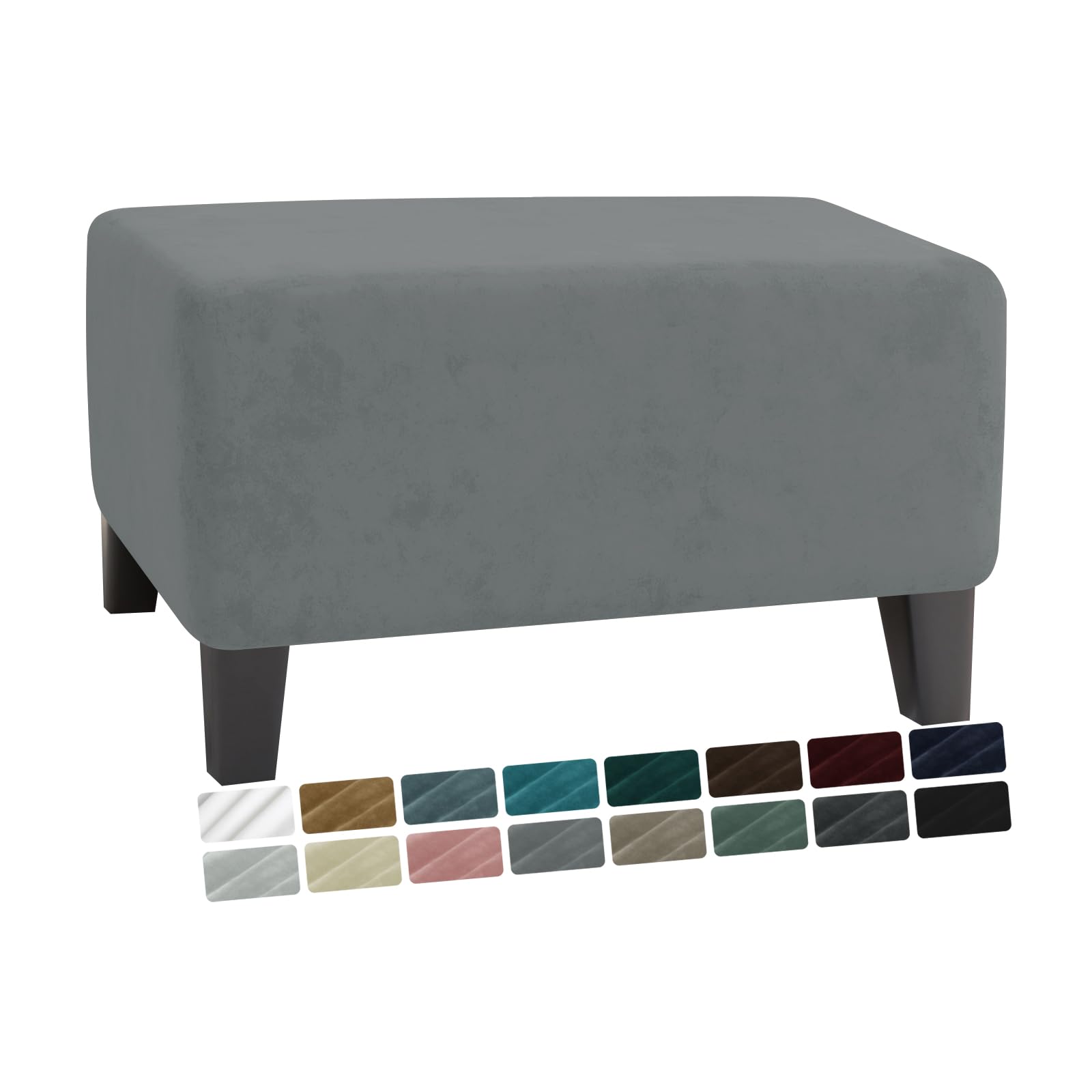 Amazon.com: MAXIJIN Velvet Ottoman Cover Rectangular Stretch Square ...