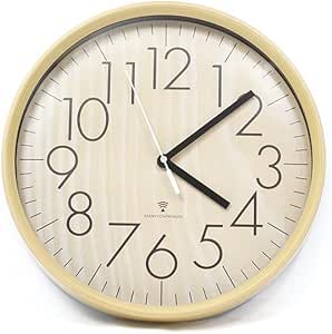 Amazon.co.jp: Dome-shaped radio wave wall clock, wood grain design ...