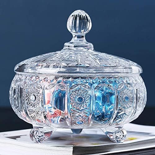 Red-Rubby Crystal Candy Jar with Lid Glass Candy Dishes Sugar Bowl ...