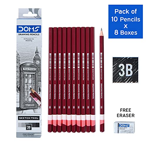 Buy DOMS Drawing & Sketching Graphite Pencils - Grade 3B | Comes with 1 ...