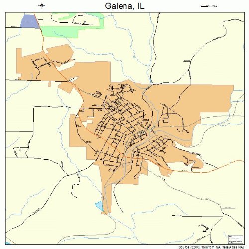 Large Street & Road Map of Galena, Illinois IL - Printed poster size ...