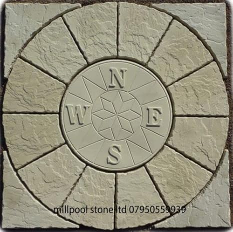 1.2m Buff Compass Rotunda Squared Off paving circle stone garden patio ...