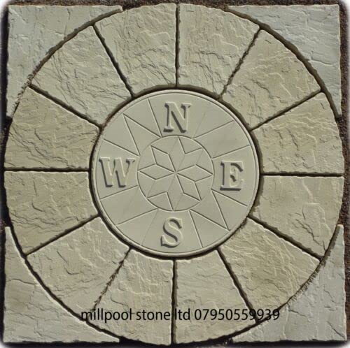 1.2m Buff Compass Rotunda Squared Off paving circle stone garden patio ...