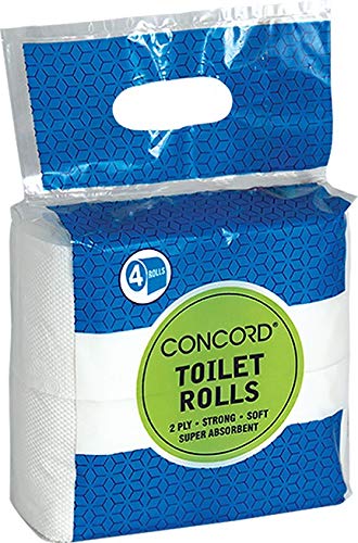 Concord 2 ply Toilet Paper Tissue| Set Of 4 Rolls| 175 Pulls Per Roll ...