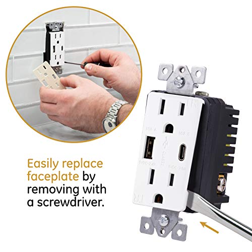 Snapklik.com : UltraPro USB-C And USB Outlet, Wall Receptacle, Tamper ...