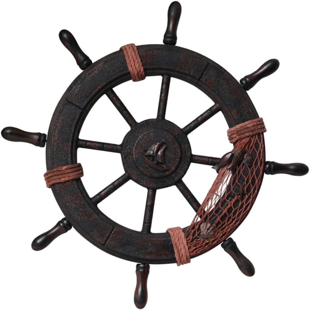 Amazon.com: ABOOFAN Nautical Wheel Decor 45cm Rustic Boat Steering ...