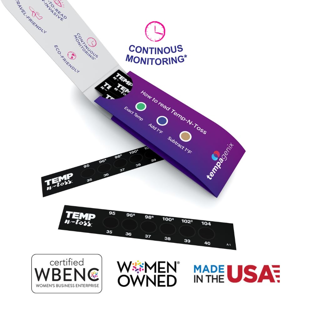 Color Chart Temp-N-Toss Disposable Forehead Thermometer Strips - 6 Pack ...
