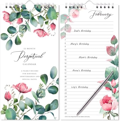 Perpetual Calendar - 12-Month Undated Calendar from Jan. to Dec., 5 ...