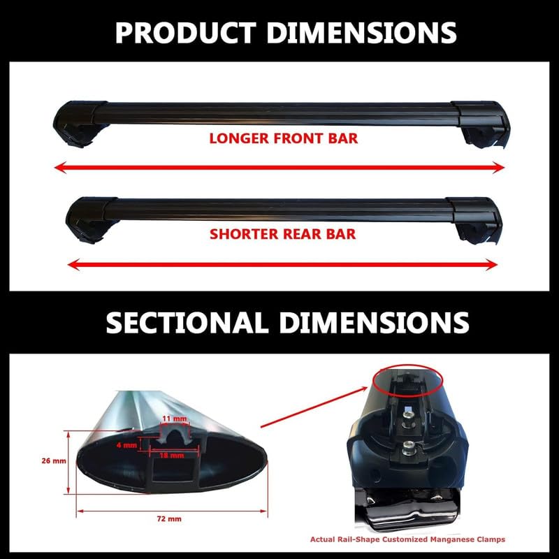 Wind Noise Reduction Crossbars ROKIOTOEX Roof Rack Crossbars - Fit 2023 ...