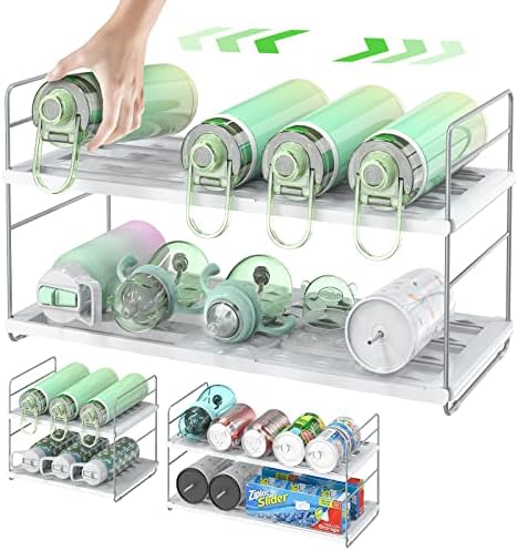 Amazon.com: INVOCOO Water Bottle Organizer for Cabinet, 3-Shelf Height ...