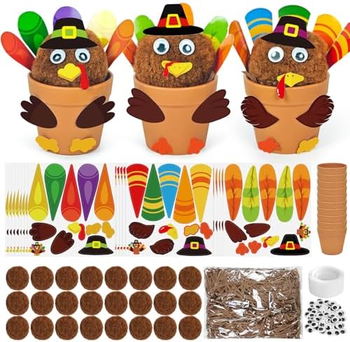 Amazon.com: Cinrobiye 24 Set Thanksgiving Turkey Craft Kits DIY ...