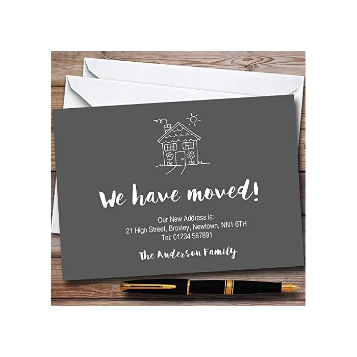 Buy 10 x Invitations Grey Doodle House New Home Change of Address ...