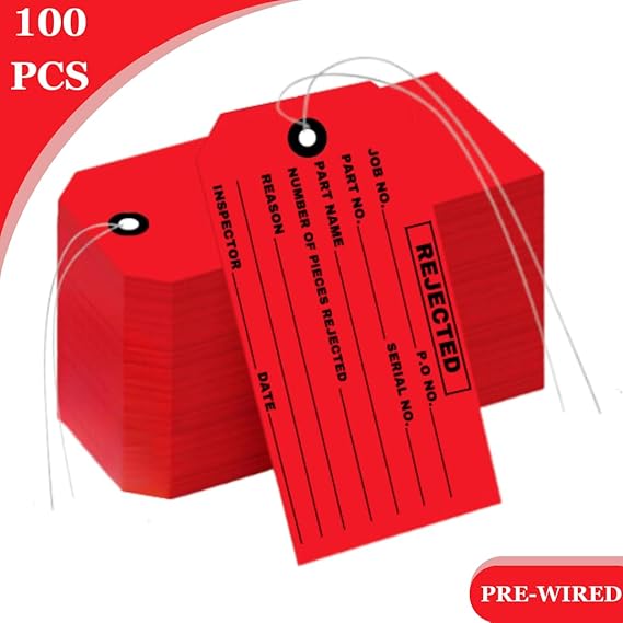 Amazon.com : 100 Rejected Tags Individually Pre-Wired - Red Inspection ...