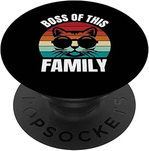 Amazon.com: Boss of This Family Retro Cat PopSockets Swappable PopGrip ...